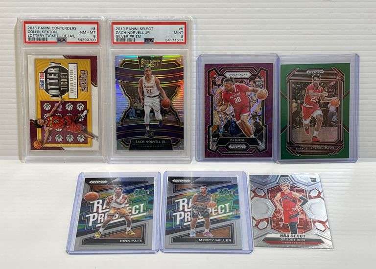 (7) NBA cards, includes: PSA 8 Collin Sexton, PSA 9 Zach Norvell Jr., 2 ...