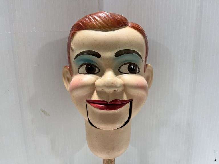 1950s Jerry Mahoney ventriloquist dummy doll head on stick, mouth works ...