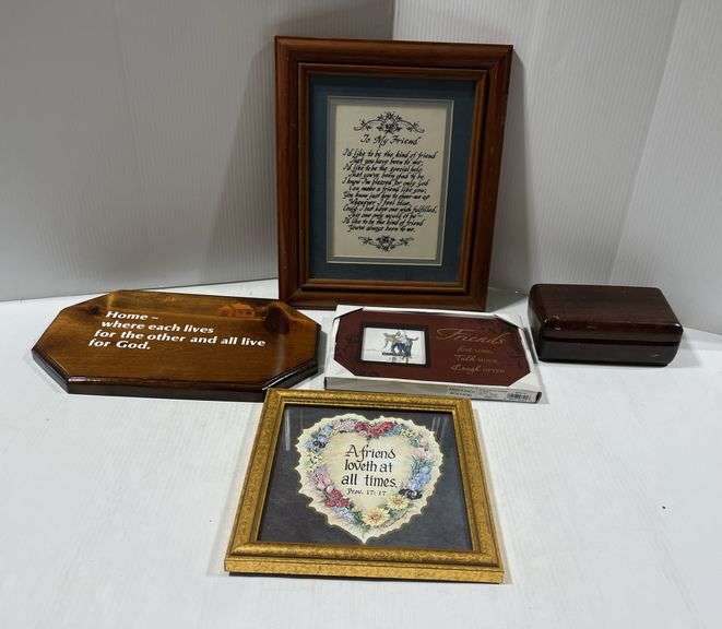 "To my Friend", framed print in wooden frame, 10 1/2" x 10 1/2"; "A ...