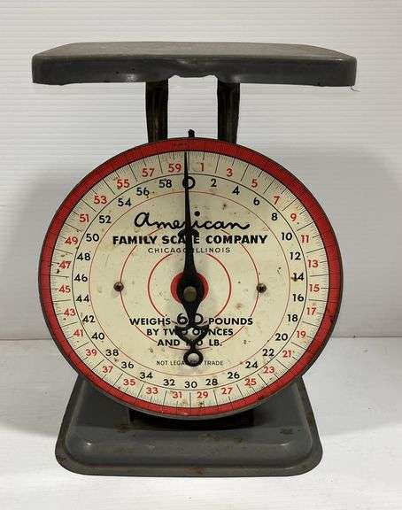 Vintage American Family Scale Co. 6 lb. scale, older metal, 11"H, works ...