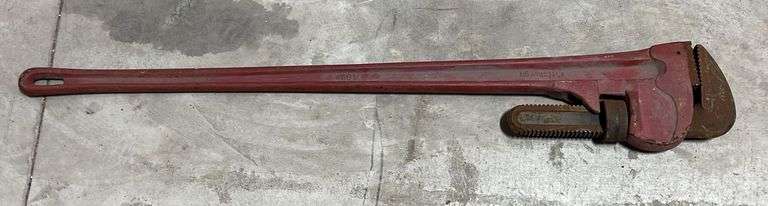 Large pipe wrench, 48"L, great - Albrecht Auction Service