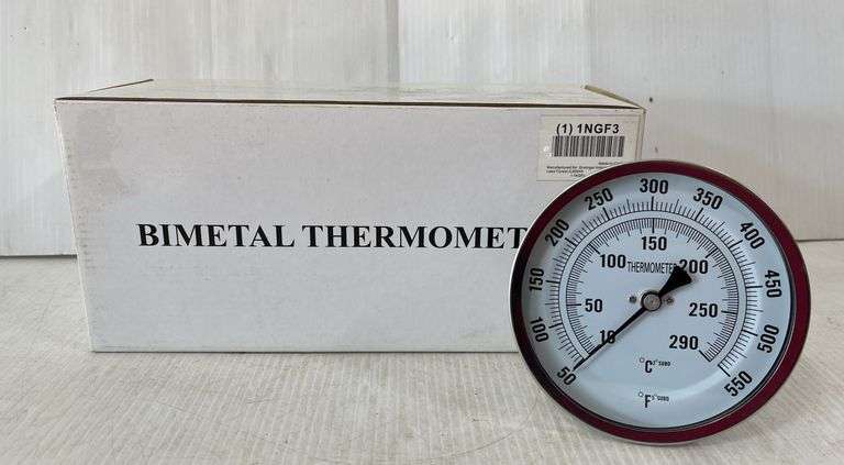 (2) Grainger Intl No. INGF3 bimetal dial thermometer, 5" x 10 1/2", 50 ...