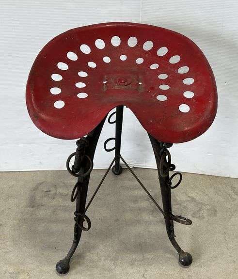 Antique farm rigging barn stool, all iron, solid, welded structure, 28 ...
