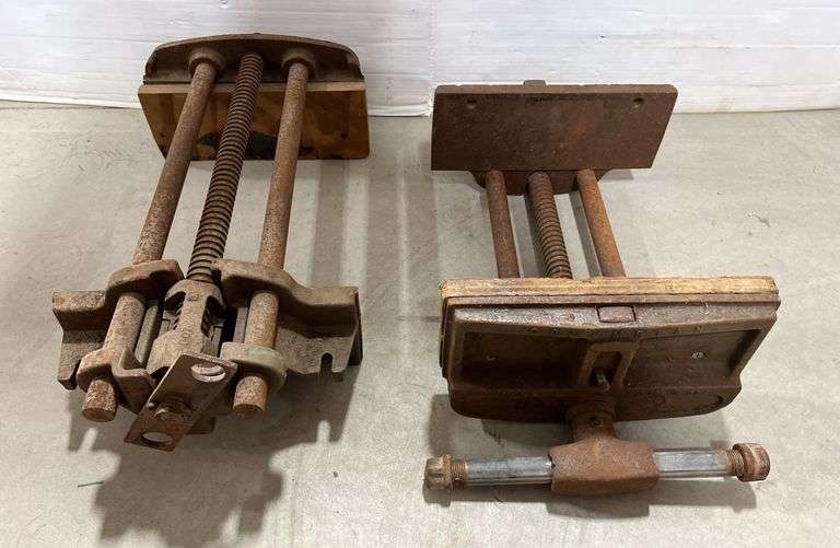 (2) Woodworking vises: Columbian Vises, made in USA, very old, out of ...
