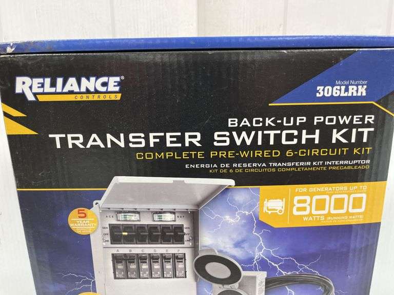 Reliance generator transfer switch kit, for generators up to 800W, 18"H ...