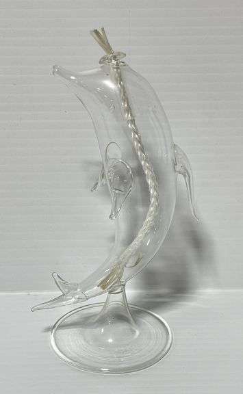 Dolphin glass diffuser, 6"H, new - Albrecht Auction Service