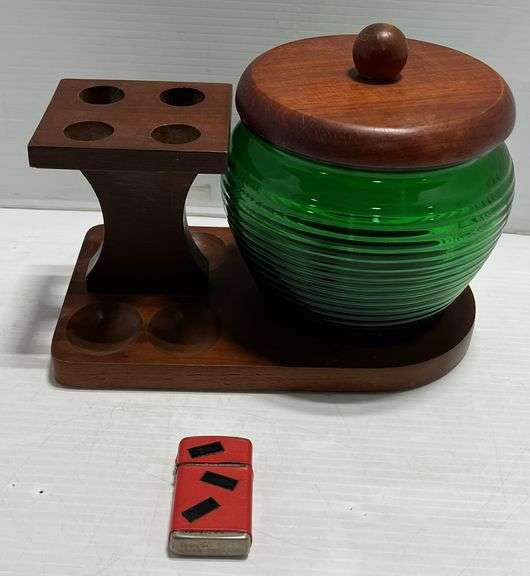 National Pottery Glass Division Pipe Tobacco jar pipe holder, and older ...