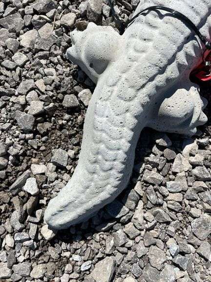 Concrete alligator statue, 18"L, good - Albrecht Auction Service