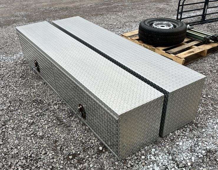 (2) Diamond plate tool boxes, 88" x 16" x 18", used, some latches will ...