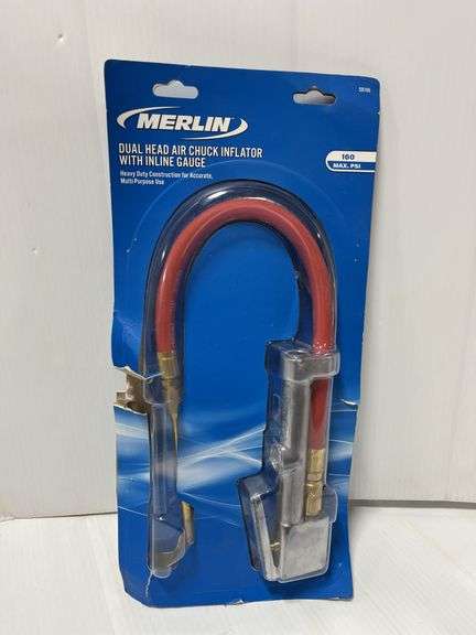 Merlin dual head air chuck inflator with inline gauge - Albrecht ...