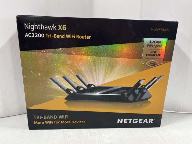 Netgear Nighthawk X6 AC3200 4-port gigabit wireless triband router, box ...
