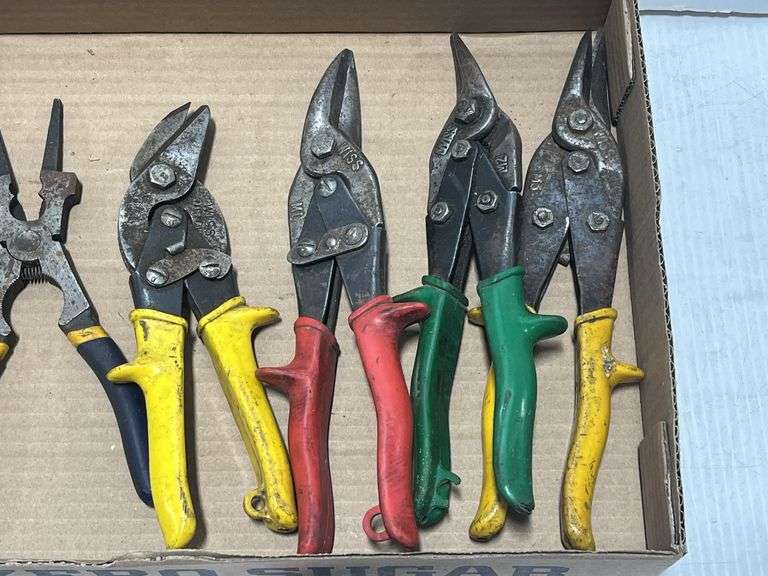 (10) Assorted items, includes: 4- tin snips, 6- assorted needle nose pliers - Albrecht Auction ...