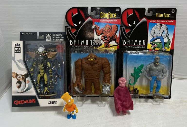 (5) Older action figures, include: Batman Killer Croc, 1994, new; Clay ...