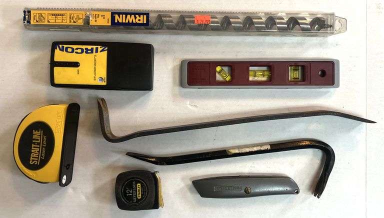 Strait-Line laser level, Zircon stud finder, Johnston level and tool, 8 ...