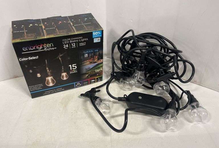 Enbrighten color changing LED Bistro lights, 24'L, 12-bulb, works great ...