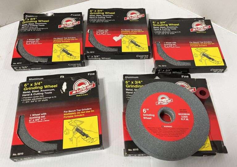 (5) Ali-Gator-Grit grinding wheels, coarse 36-grit and fine 80-grit, 6 ...