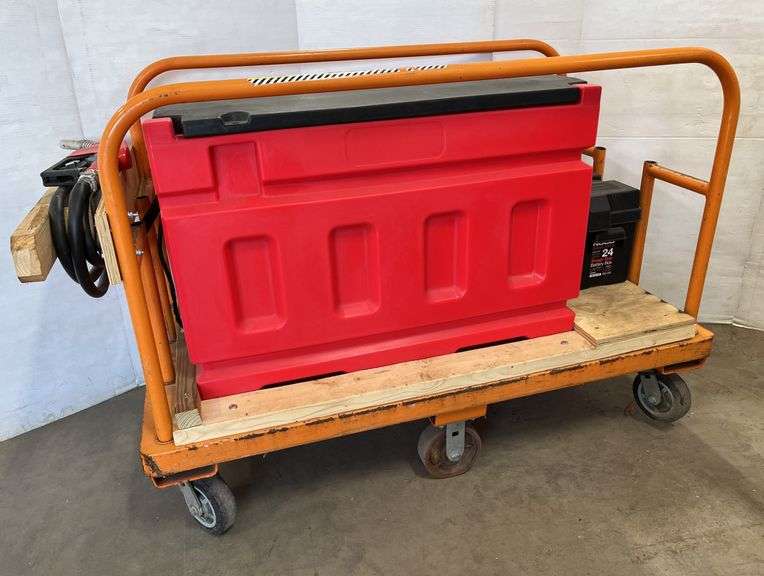 48-Gallon gas tank with 15 GPM pump, mounted on cart, pump and tank are ...