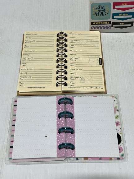 Box of assorted journaling items, includes: Sheets of stickers, journal ...