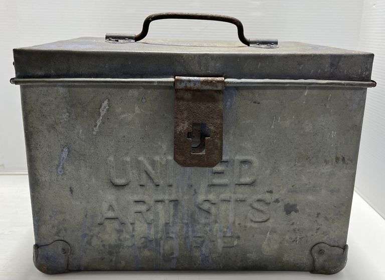 Galvanized United Artists corp. movie reel container, 15"W x 10"H ...