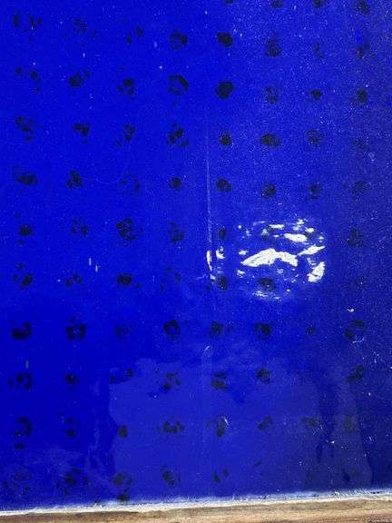 Stained glass window, deep blue, came out of home built in 1894, glass ...