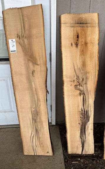 (2) Red oak pieces, live edge, rough sawn, includes: One- 13" to 16"W x ...