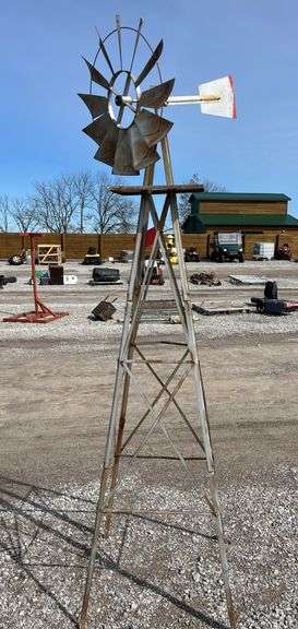 Windmill, over 8'H, 22" blade, spins freely, some rust - Albrecht ...