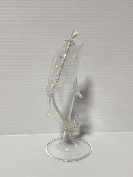 Dolphin glass diffuser, 6"H, new - Albrecht Auction Service