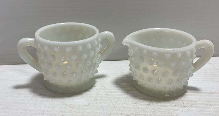 Fenton cream and sugar bowl, opalescent, hobnail, 2 1/2"Dia x 2"H ...
