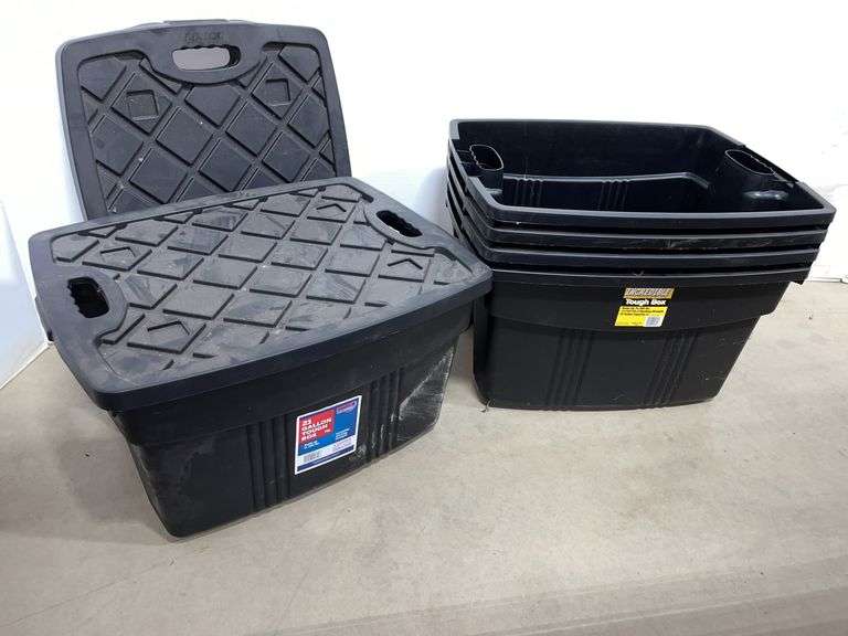 (5) Incredible Tough Boxes with black lids, 25"W x 20"D x 14"H, new ...