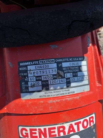 Red Generator, ran 1 1/2 years ago, 25" x 20" x 18"H - Albrecht Auction ...