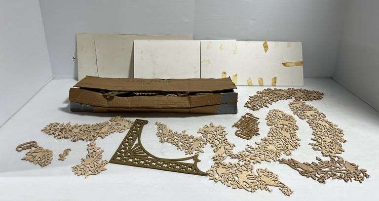 Religious wooden cut outs, up to 16 1/2"L, some wear and broken pieces ...