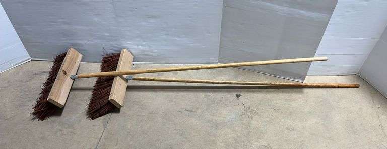 (2) Barn brooms, 59"L, new - Albrecht Auction Service