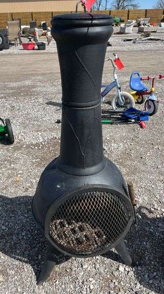 Chiminea fire chimney, front removable screen with fire poker, 45"H ...
