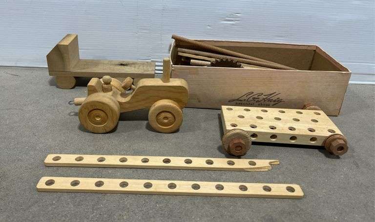 Wood construction set, includes: Wooden erector set nuts and bolts ...
