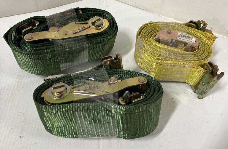 (2) Ratchet flatbed tie down straps and non-ratcheting flatbed tie down ...