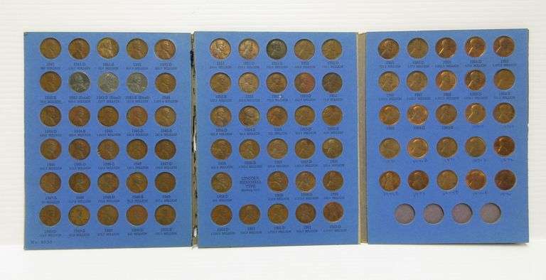 (84) Pennies total, in a Lincoln Cent book - Albrecht Auction Service