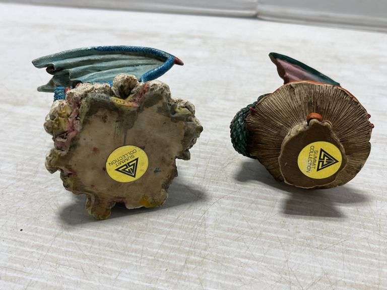 (2) Vintage Summit Collection dragon statues, boxes- up to 6 3/4"H ...