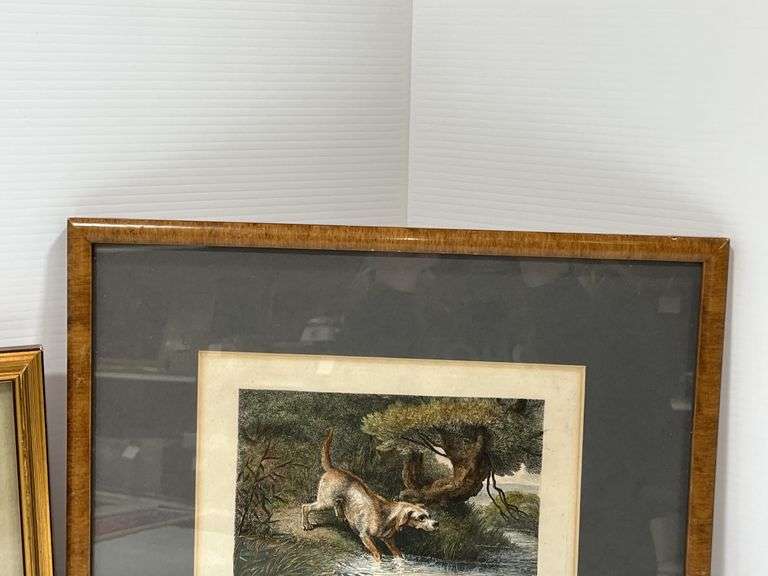 (2) Matted and framed prints of rare Otterhounds, one dated 1886 on the ...