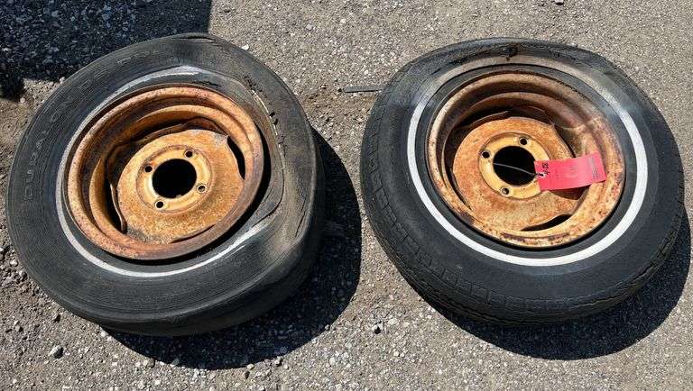 (2) 14" Farm implement wheels, 4-lug wheels, steel wheels are good ...