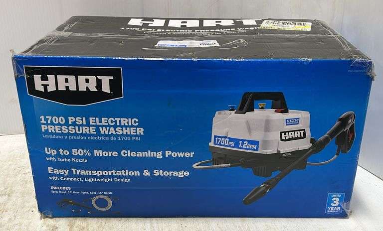 HART power washer, 1700 PSI, NIB - Albrecht Auction Service