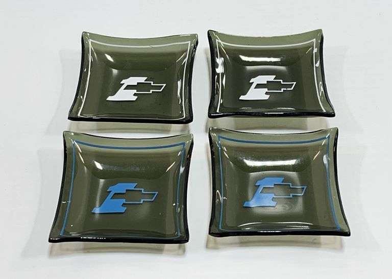 (4) Older 1960s-1970s Chevrolet small glass No. 1 Team ashtrays/trinket ...