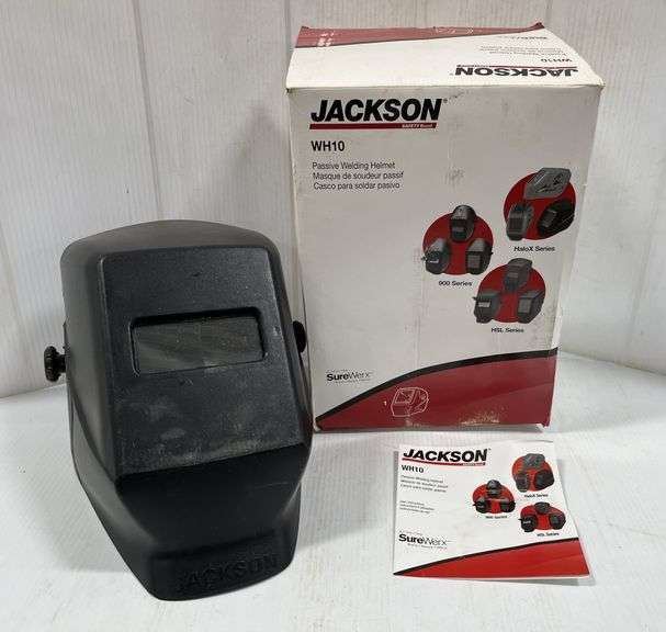 Jackson WH10 fixed shade welding hood, 4" x 2 1/4" lense shade 10, used ...
