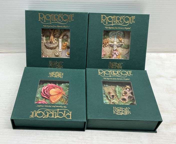 (4) Picturesque marble resin tiles by Harmony Kingdom, 4" x 4" with ...