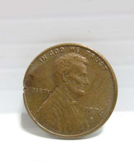 1976-D Lincoln penny, strikethrough rag crack error - Albrecht Auction ...