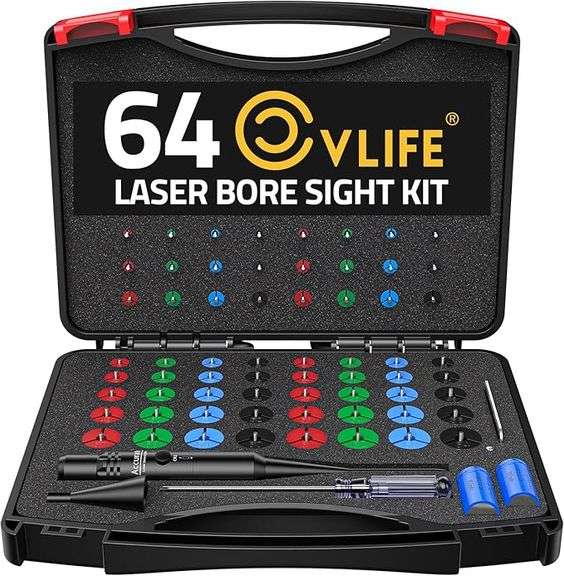 CV LIFE red laser bore sighter kit with 64 adapters for pistols ...