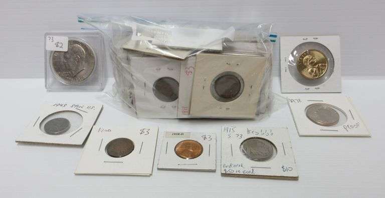 (48) Mixed United States coins, key dates, 1908s Indian, 1876 Indian ...