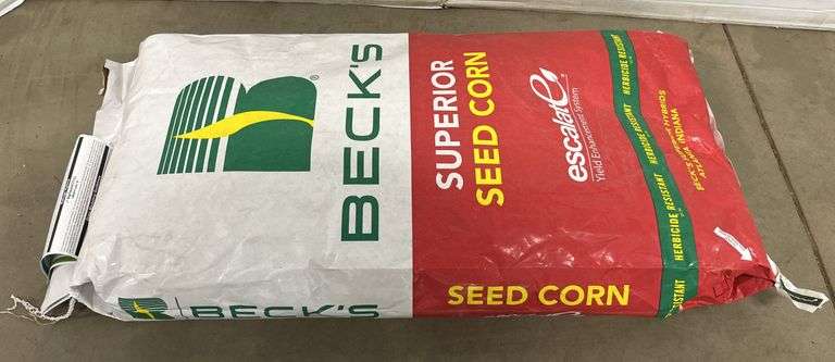 Bag of Beck's corn seed with escalate yield enhancement, herbicide ...