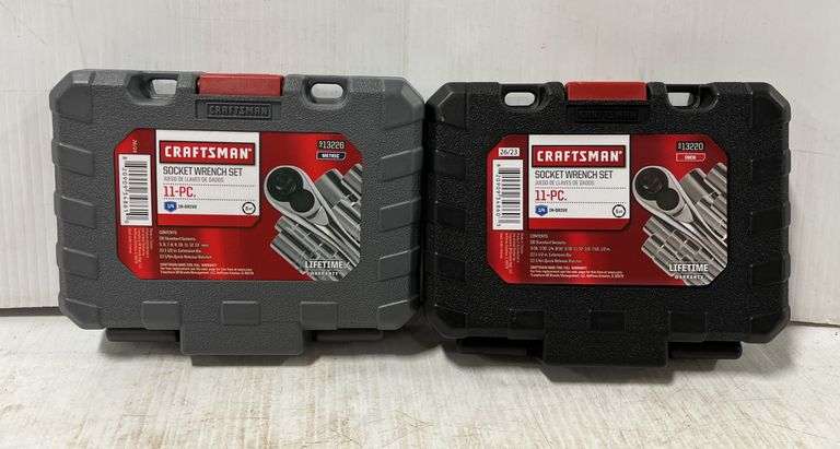 (2) Craftsman 1/4" drive socket set boxes, SAE and metric, 6 1/2"W x 1 ...