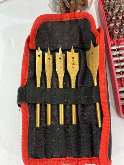Craftsman drill bit set in case, missing a few, 11"W; (2) Assorted ...