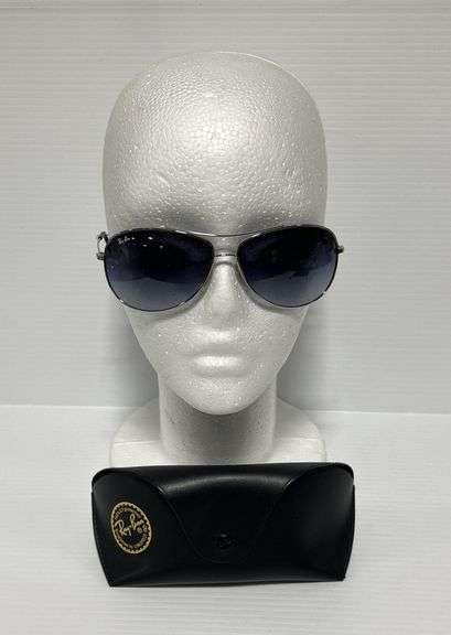 Pair of authentic mens Ray Ban matte black 63mm sunglasses in case with ...